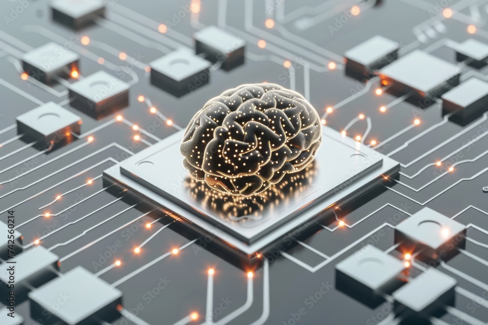 AI Brain Chip recovery. Artificial Intelligence factor mind visual ...