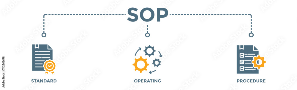 SOP banner web icon vector illustration concept for the standard ...