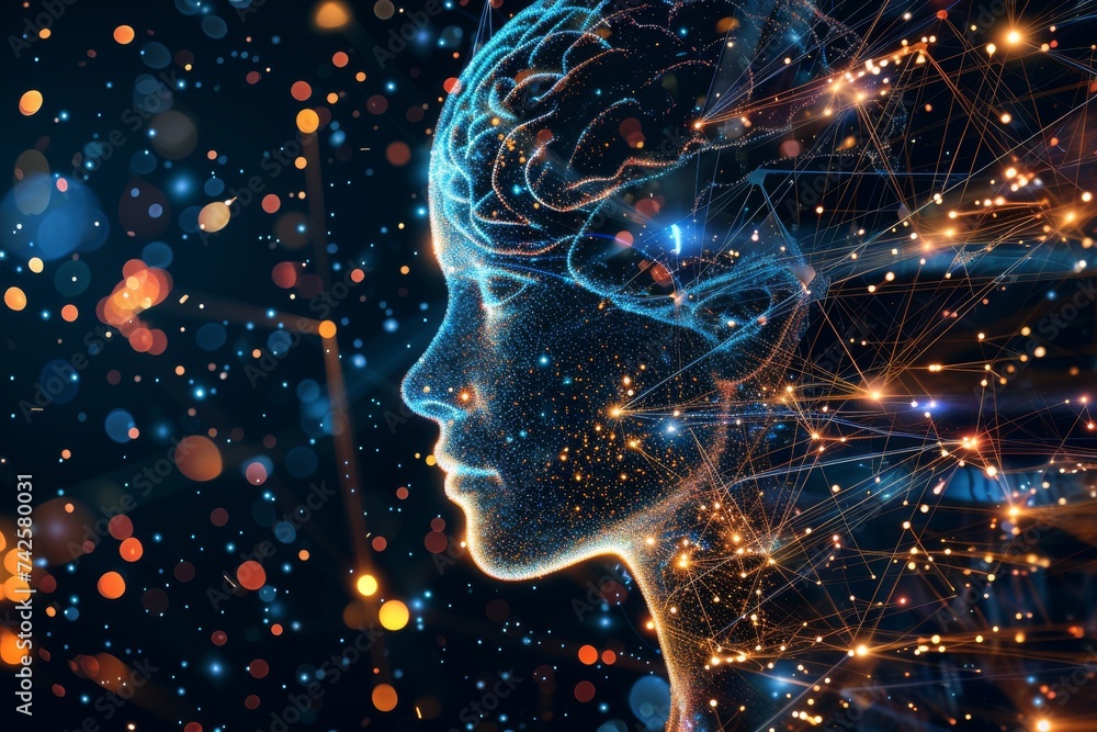 AI Brain Chip prefrontal. Artificial Intelligence brain mind scanning ...