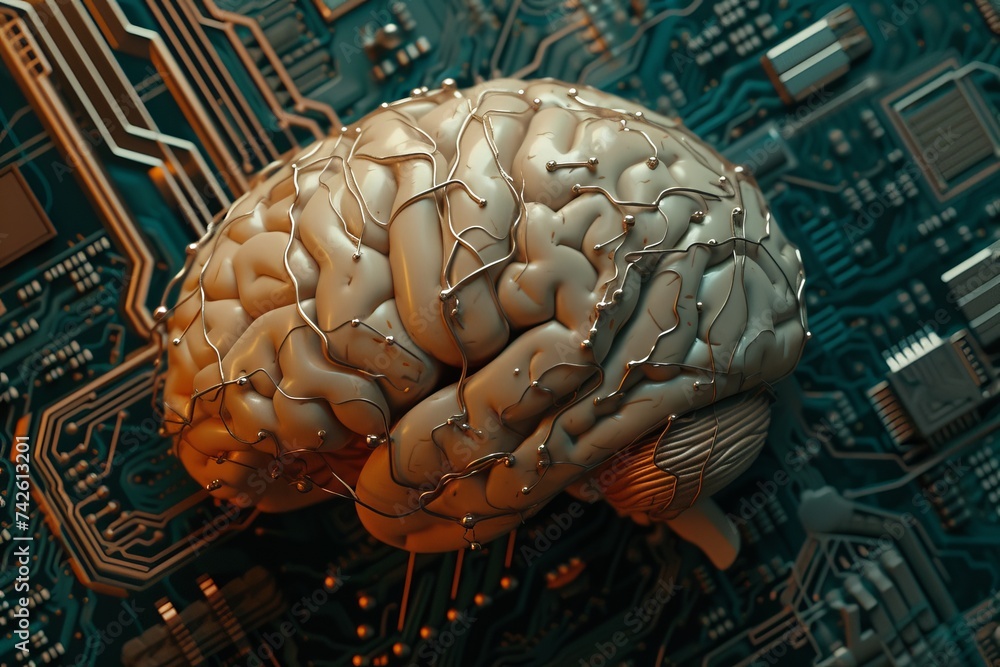 AI Brain Chip technology. Artificial Intelligence semiconductor mind data processing privacy ...