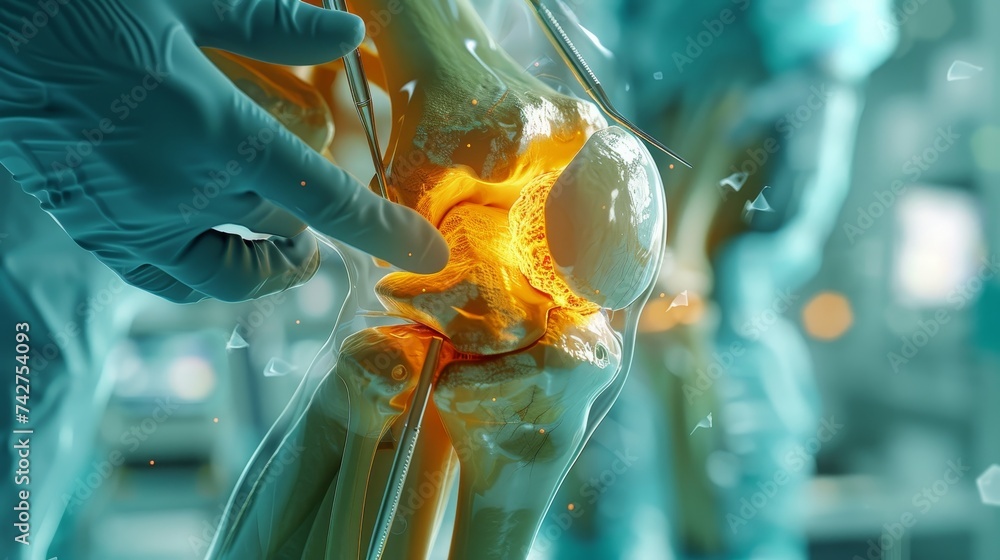 A healthcare professional performs a hip joint injection treatment ...