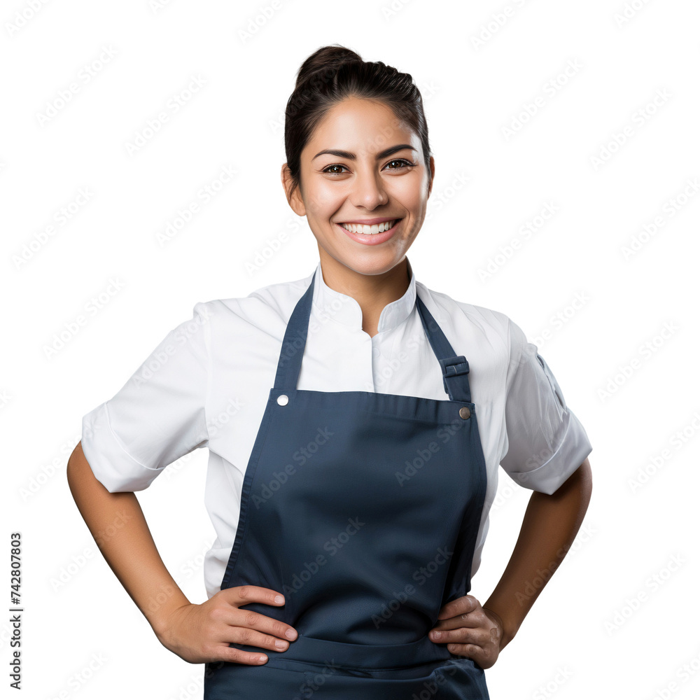 Portrait of a happy waitress and food service woman, smiling, isolated ...