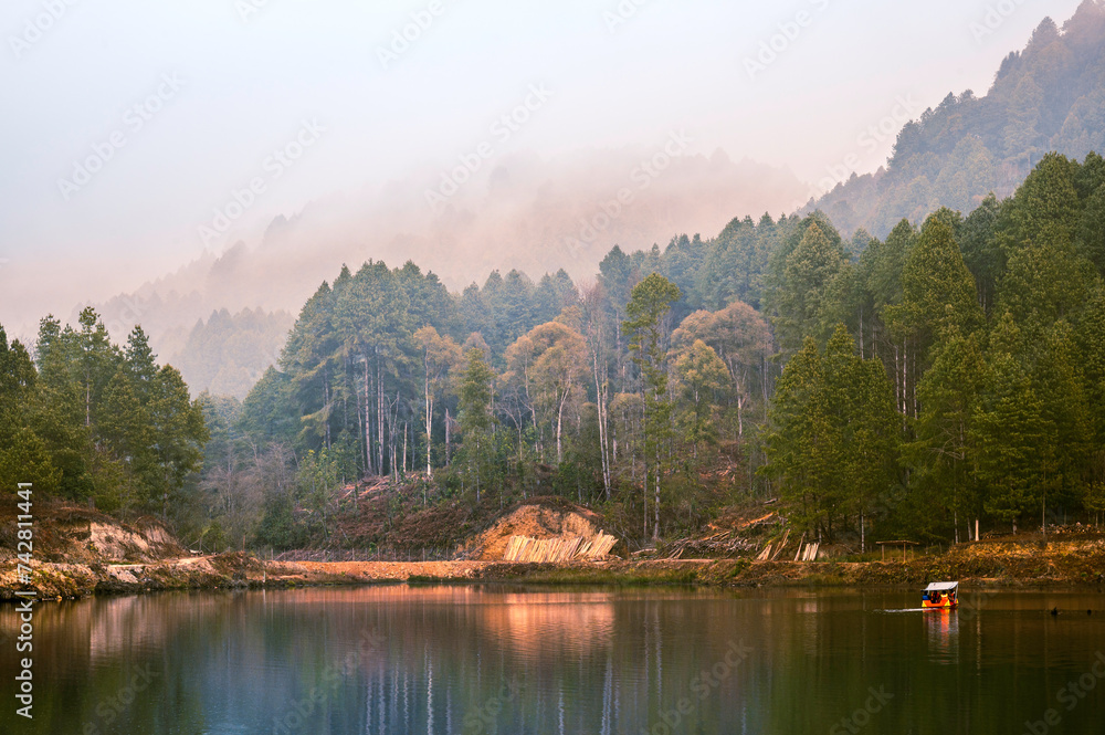 Lake and mountains. SEEH LAKE, Biirii, Ziro, Arunachal Pradesh, India ...