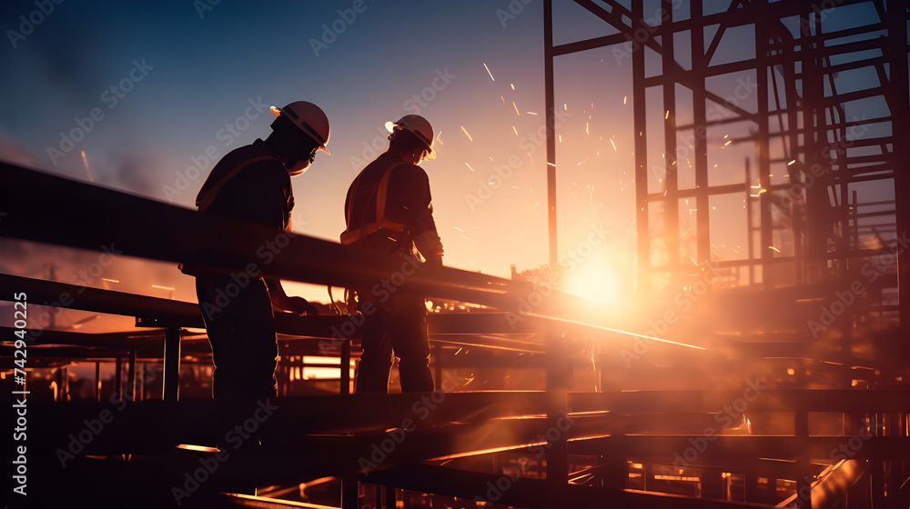 Engineers inspecting welding work and ensuring weld quality and ...