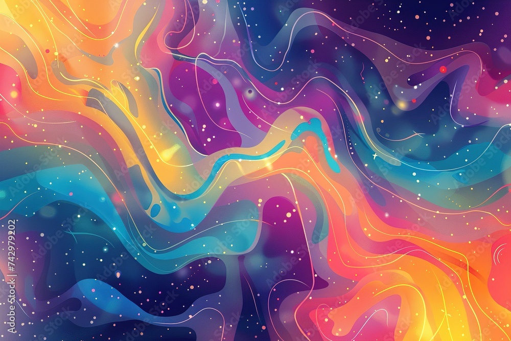Vivid abstract psychedelic background, flowing with vibrant hues and ...