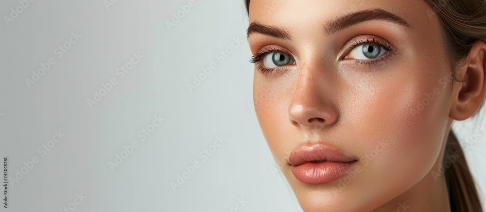 Before After Young Woman Aesthetic Facelift Rhinoplasty Nose And Mid ...