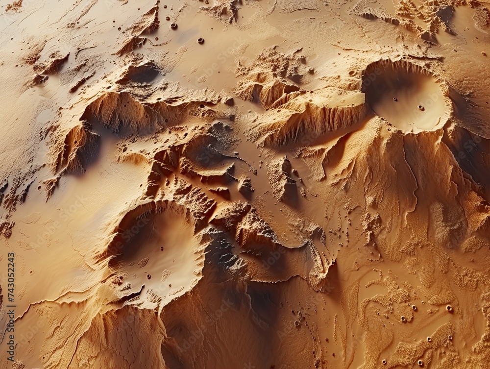 A detailed 3D rendered map of the Mars terrain capturing elements like ...