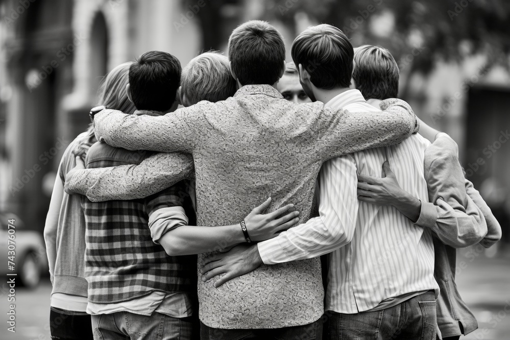 hugs from different people, friends, family, demonstrating the warmth ...