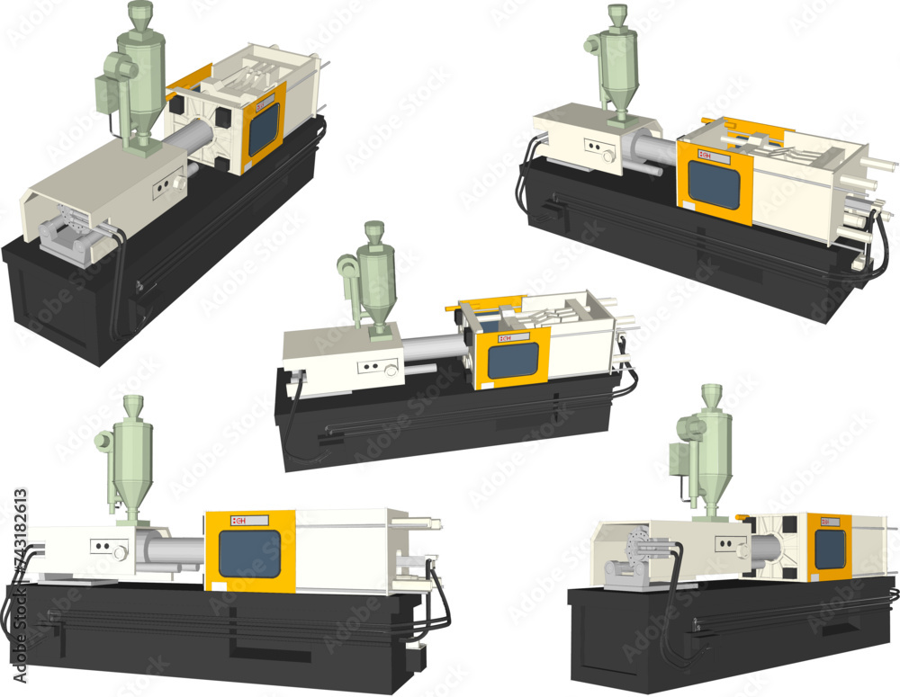Vector sketch illustration of factory machine design for production ...