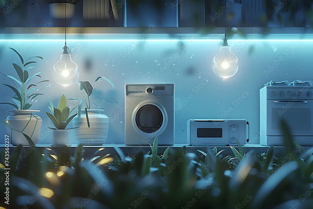 An energy efficiency concept showcasing a modern LED lighting, and ...