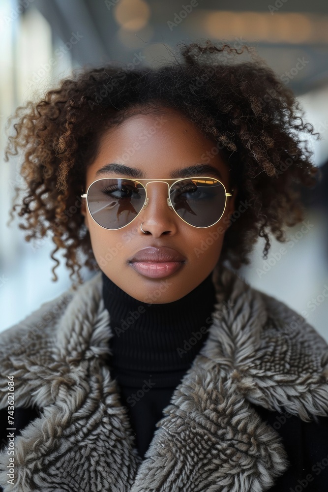 Black female model wears Classic aviator sunglasses for a cool and ...