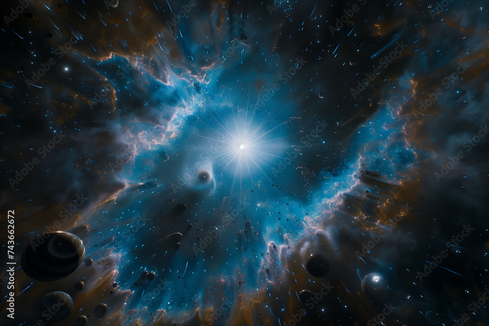 Alien planets and stars, galaxy concept map, universe, planet birth ...