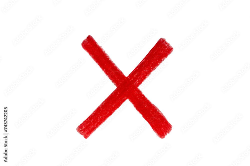 Hand drawn red x sign on transparent background Stock Photo | Adobe Stock