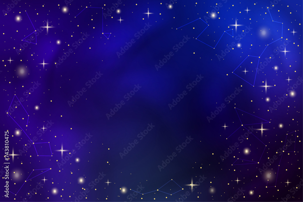 Night sky vector background with shining stars. Space backdrop with ...