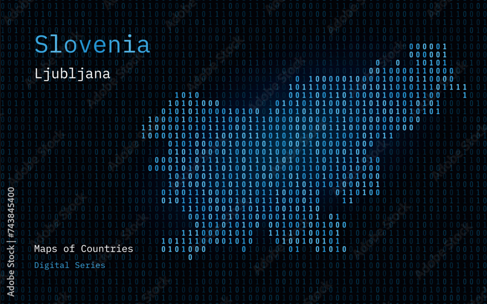 Vector de Stock Slovenia Map Shown in Binary Code Pattern. Matrix numbers, zero, one. World ...