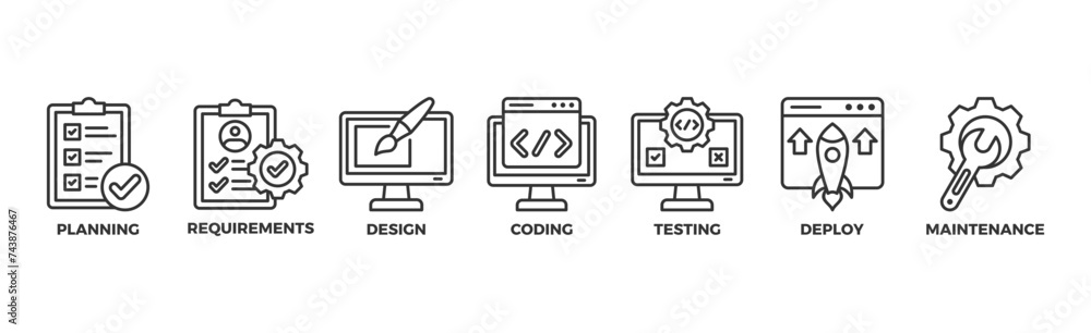 Software development life cycle banner web icon vector illustration ...