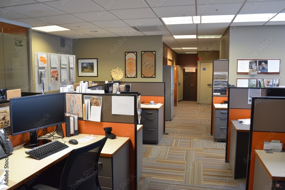 Office Cubicle With Multiple Desks and Cubicles, Personalized office ...
