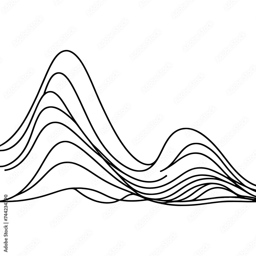 One continuous Line drawing of sea wave. Modern abstract seascape and ...