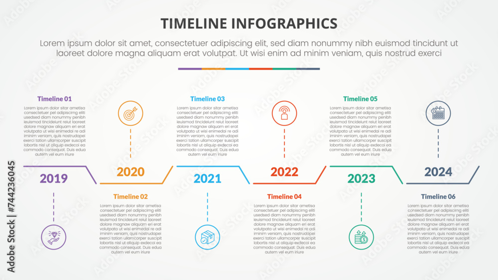 timeline milestone infographic concept with creative table box ...