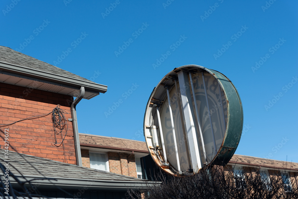 exterior sign of Humber Bridge Plaza sign (missing west facing) located ...