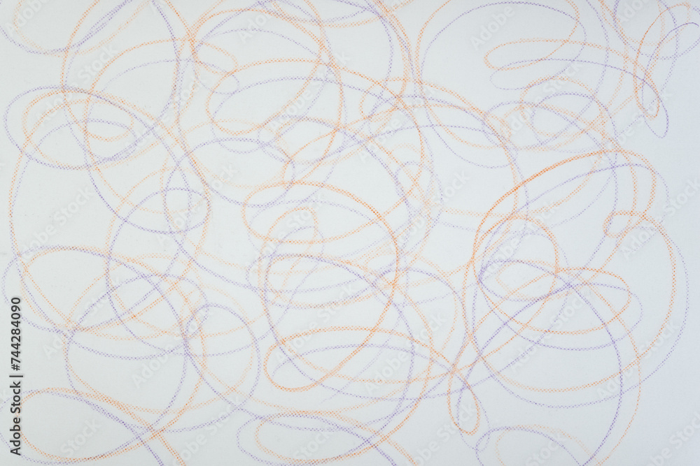 overlapping cursive color pencil marks (with patterned lines) on ...
