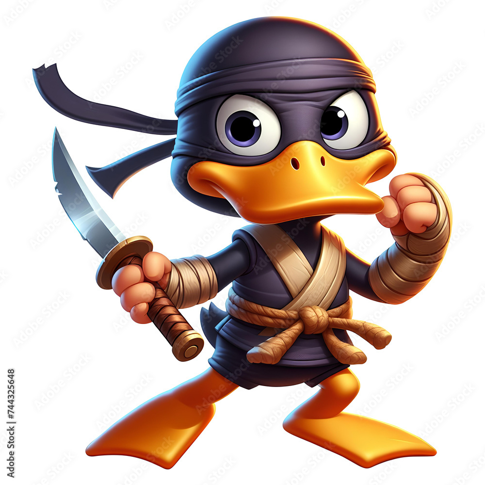 cute ninja duck with sword hero game character PNG transparent ...