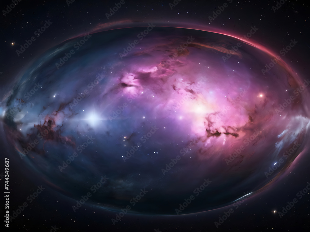 360 degree equirectangular projection space background with nebula and ...