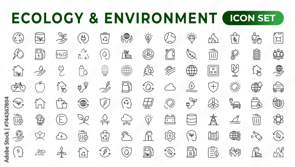 Ecology icon set. Ecofriendly icon, nature icons set.Linear ecology ...