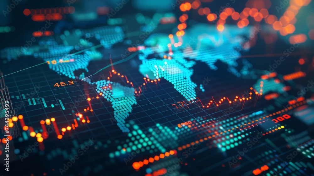 Economy background with abstract stock market graph, tickers, financial ...