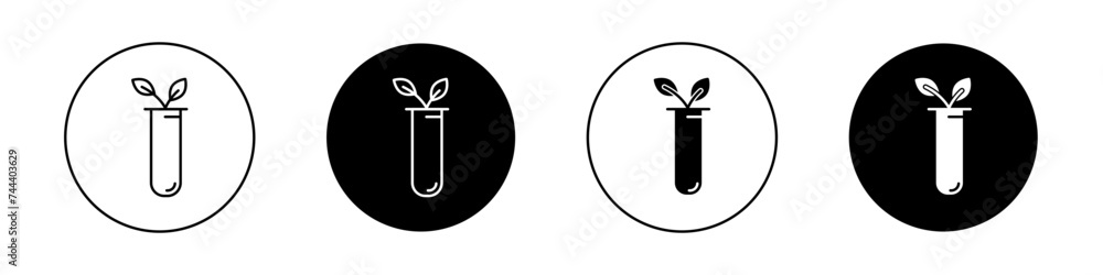 Test Tube with Plant Icon Set. Lab Soil Biology Vector Symbol in a ...