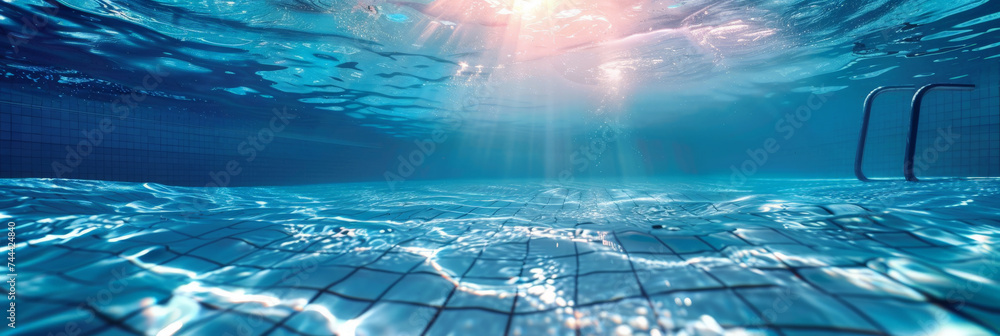 underwater pool in the summer, water wave underwater blue swimming pool ...