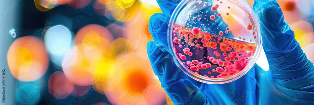 Microbiology concept with microbes, cells, and molecules - viruses ...