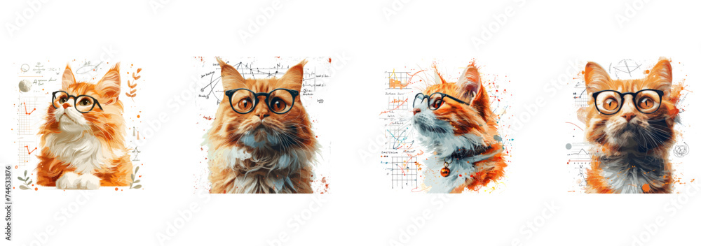 Vector de Stock Cat vector. Quantum Physicist Cat with Formulas ...
