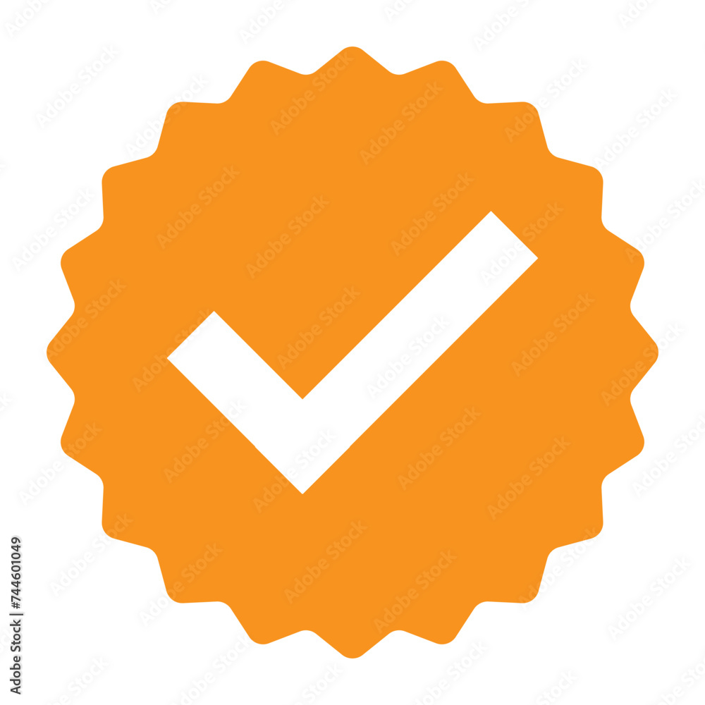 check mark tick verification icon symbol. Confirm checkmark label approval quality product ...