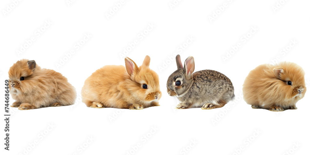 Studio portrait of cute rabbit isolated on transparent png background ...