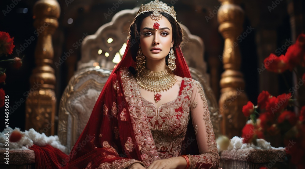 Luxurious Pakistani Bride in Traditional Wedding Attire at Grand Mughal ...