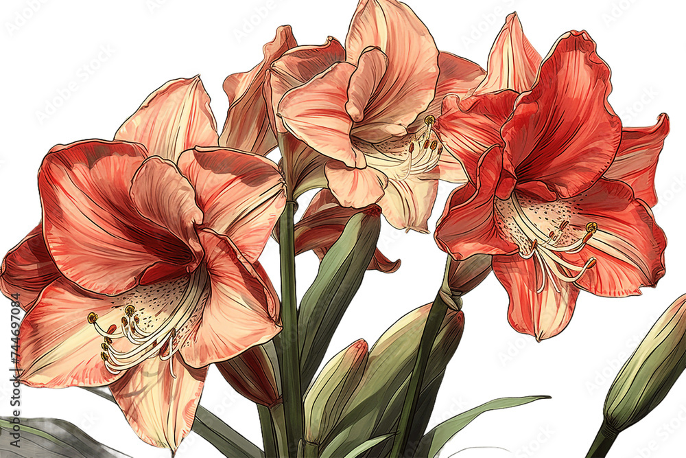 Amaryllis vector art painting transparent background. Generative AI ...