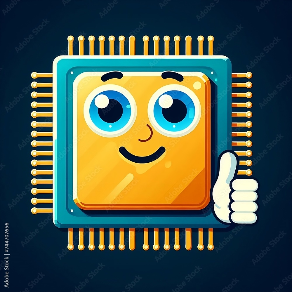 Futuristic Cartoon Character Presenting Next-Gen Processor Designs ...