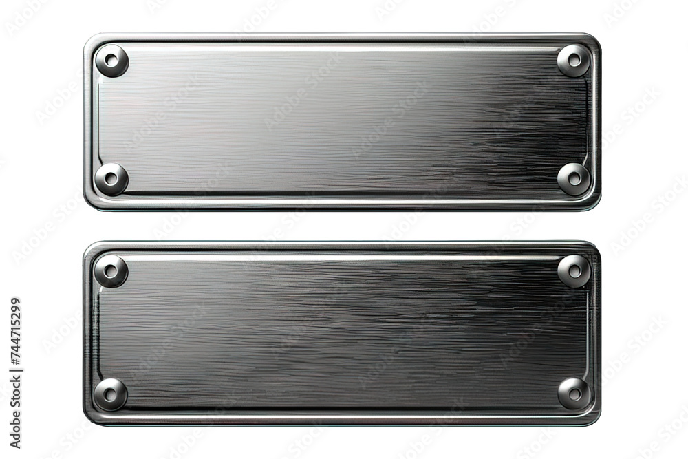 blank rectangle metal plate isolated on transparent background ,silver ...