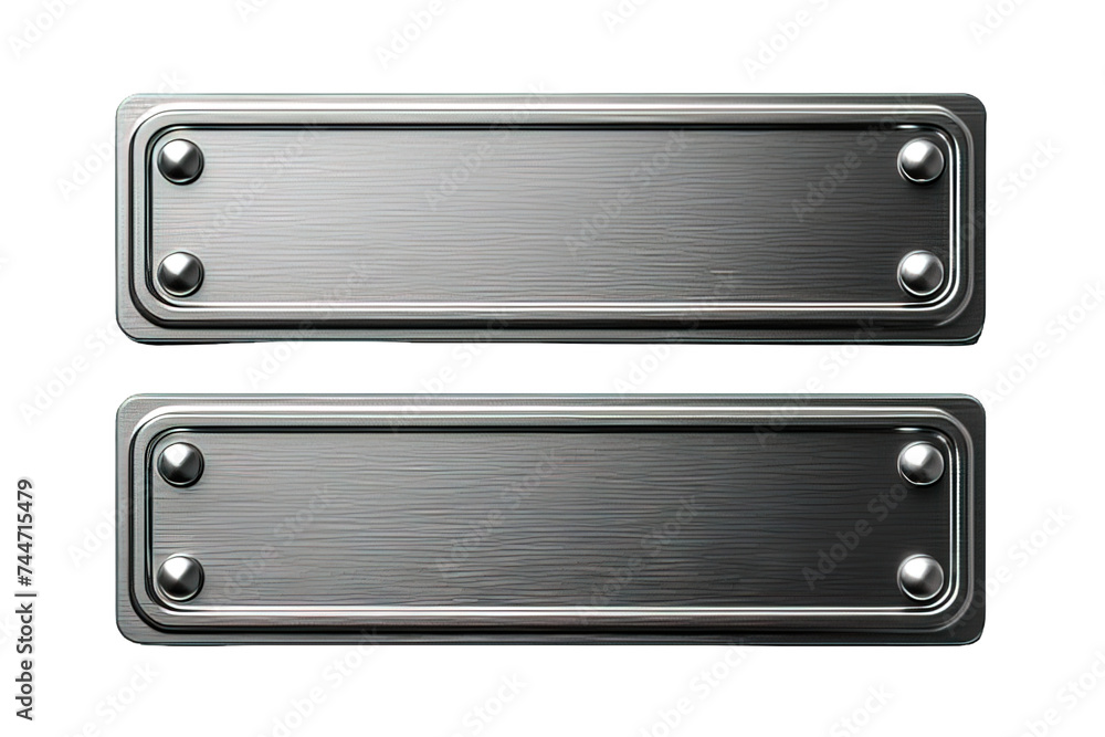 blank rectangle metal plate isolated on transparent background ,silver ...