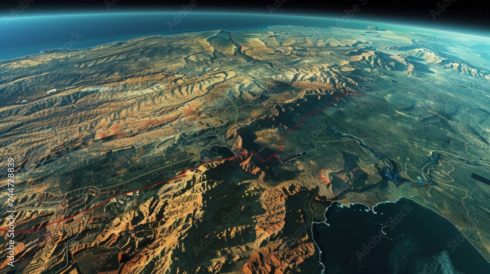 High-quality 3d satellite map illustrating gaza strip, palestine, near ...