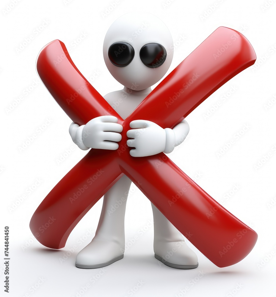 Banning entry: a 3d prohibition concept with a red x sign, a virtual ...