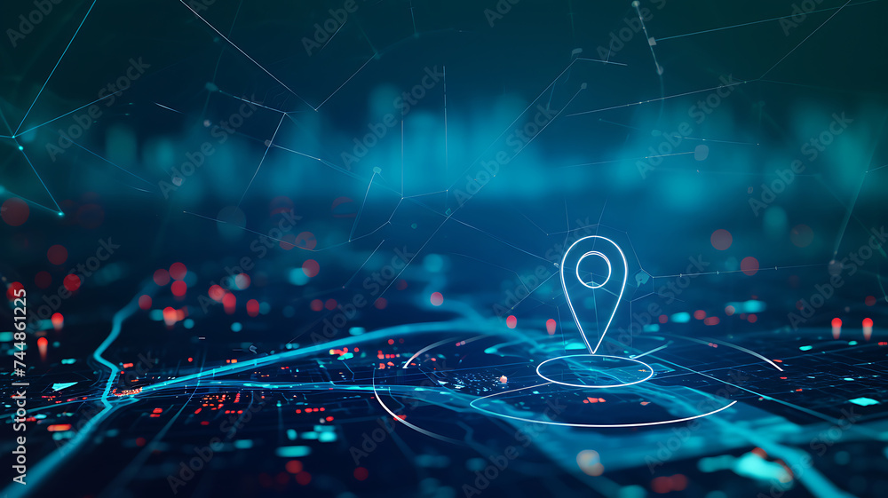 Global world map the geo location pin icon with network. Worldwide ...