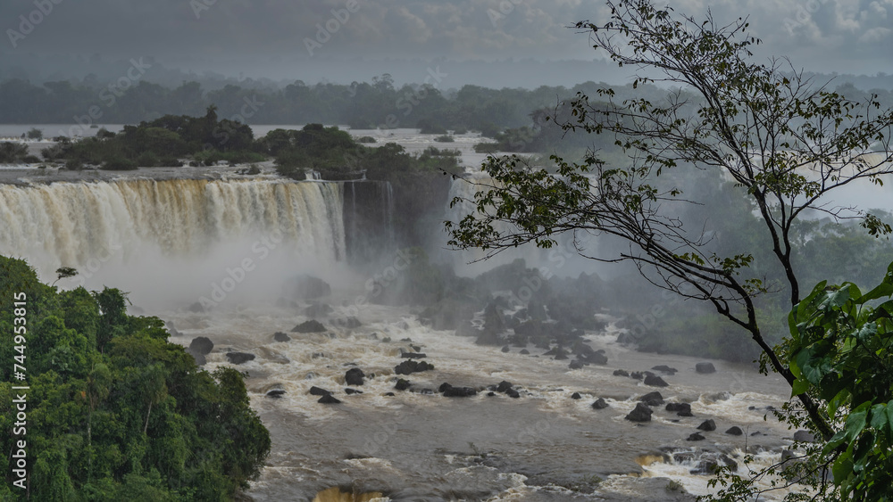Beautiful waterfall landscape. Streams of water cascades down from the ...