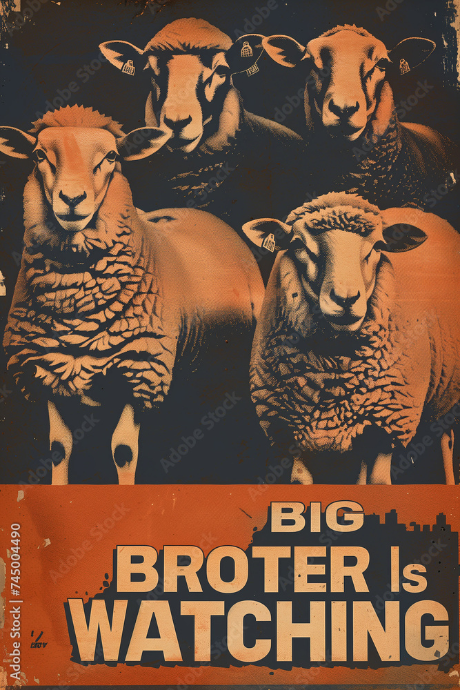 Ilustración de Stock Vintage Dystopian Propaganda Poster, Big Brother ...
