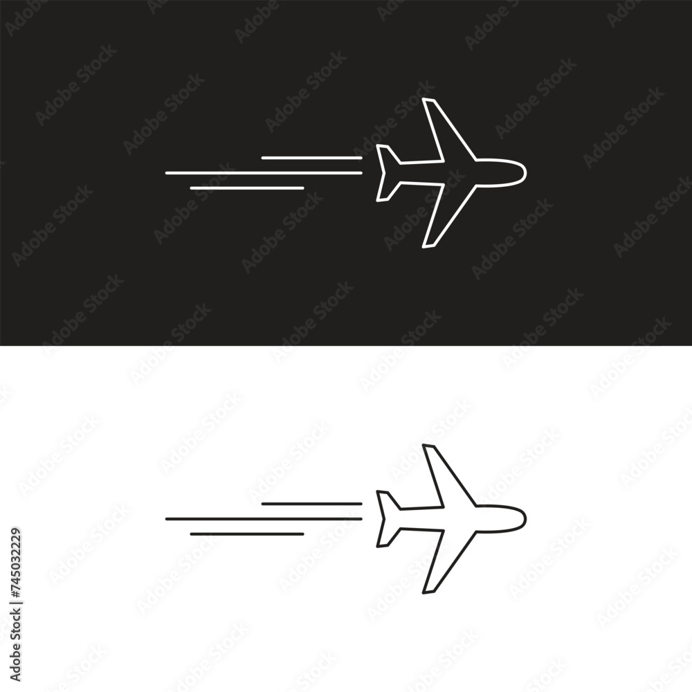 Airplane icon takeoff logo black pictogram set vector or plane take off ...