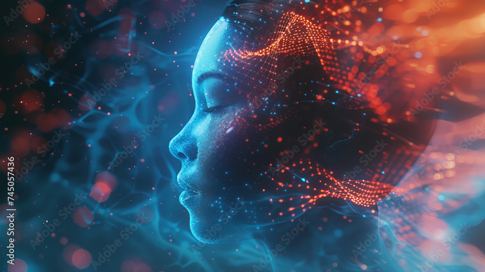 Artificial intelligence AI in Healthcare. DNA double helix intertwined ...