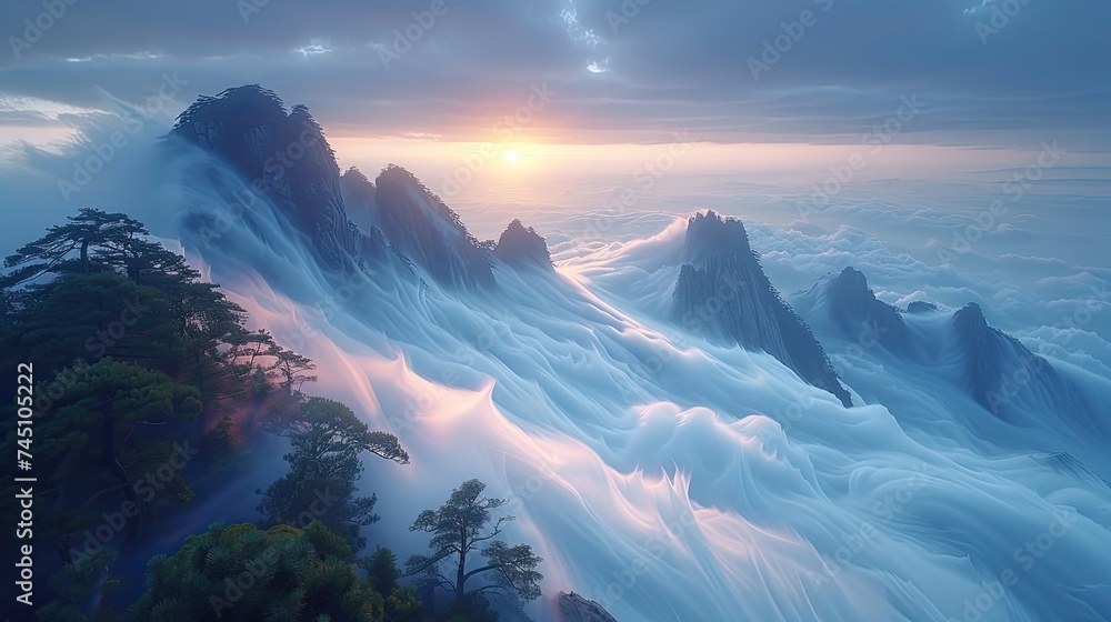 wide angle dramatic long exposure waiting for a breathtaking sunrise ...