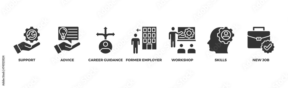 Outplacement banner web icon illustration concept with icon of support ...