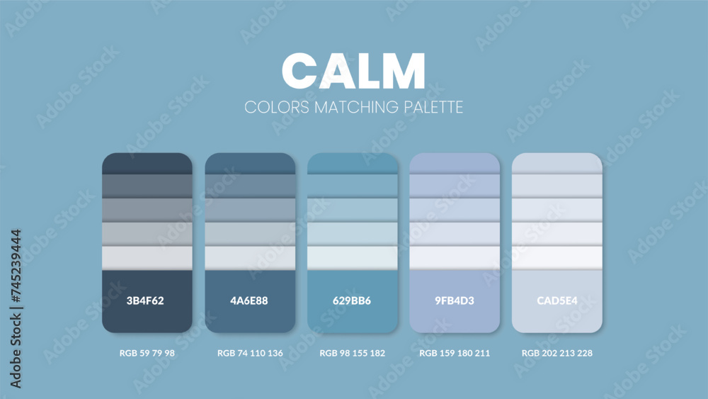 Color palette in calm colour theme collections. Color inspiration or ...